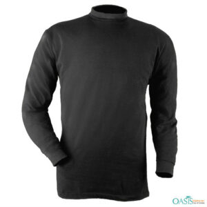 Mock Turtleneck Black Fitted T-Shirts Manufacturer USA